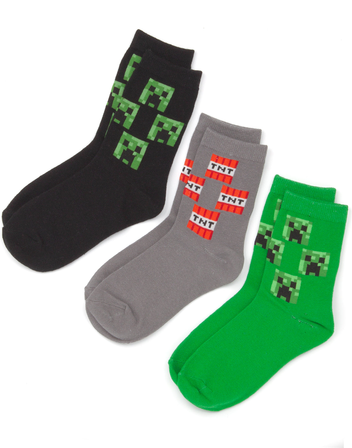 Minecraft Creeper Assorted 3 Pack Boy's Socks — Vanilla Underground