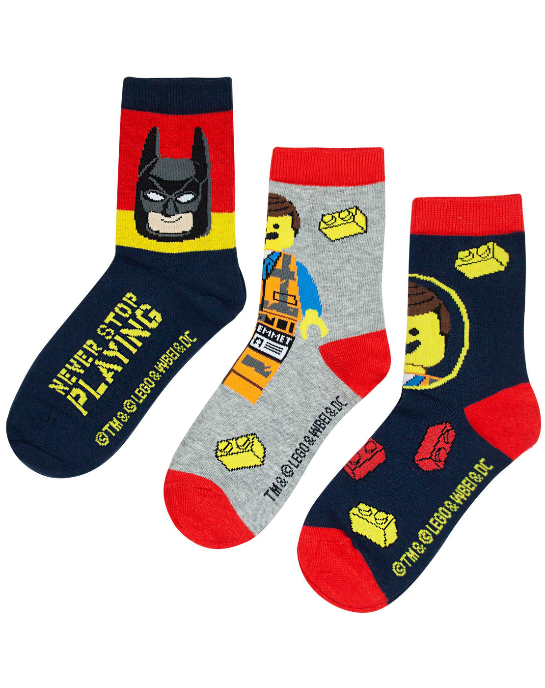 Lego Movie 2 Assorted 3 Pack Kids Red Socks — Vanilla Underground