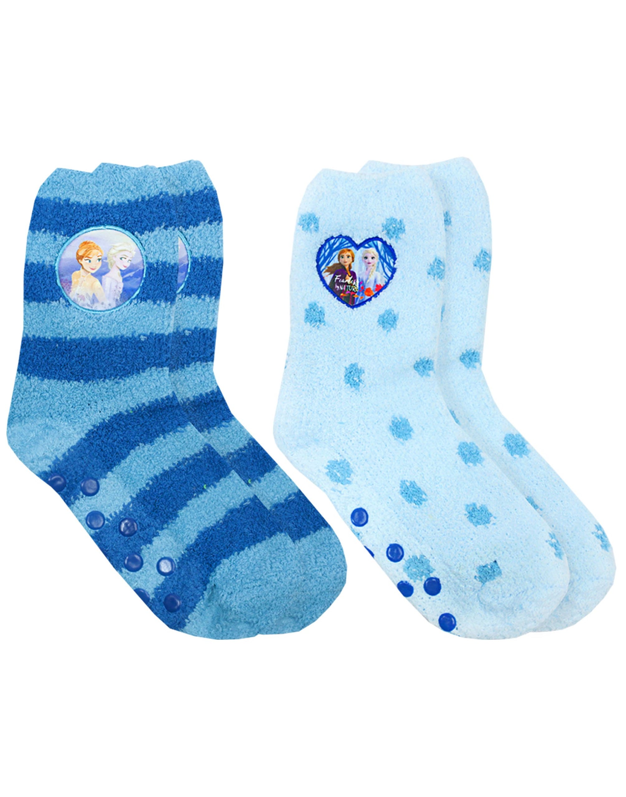 Disney Frozen 2 Anna & Elsa 2 Pack Of Anti-Slip Fluffy Slipper Socks ...