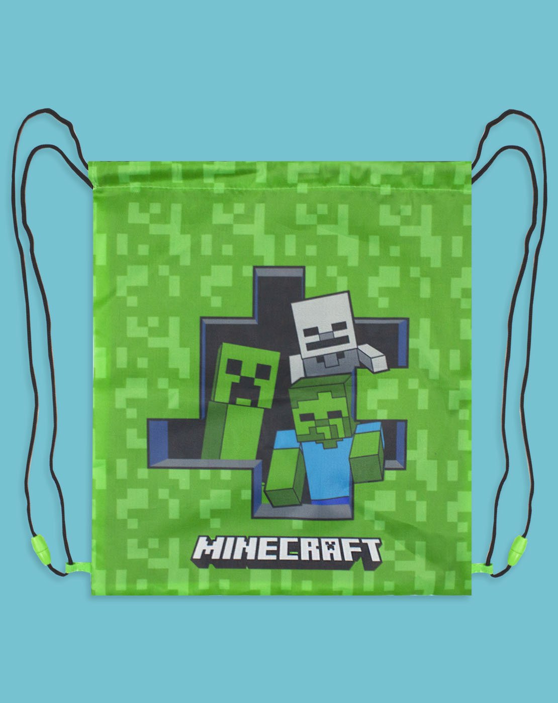 Minecraft Zombie Creeper Skeleton Drawstring Swim Bag - Green — Vanilla ...