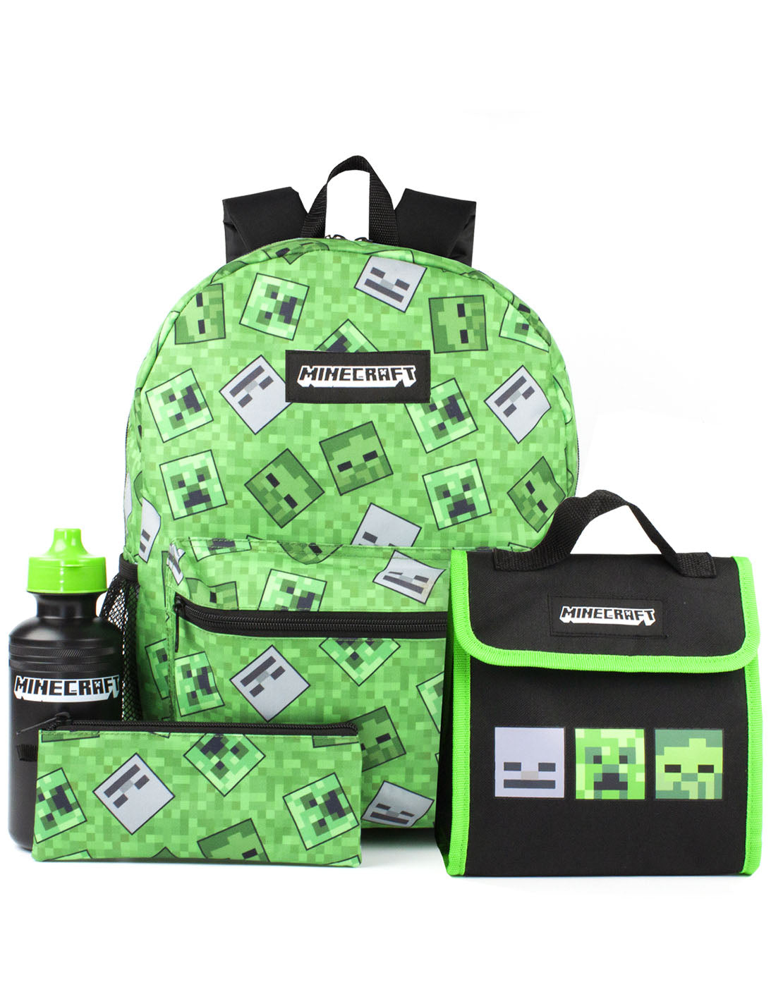 Minecraft Creeper 4 Piece Kids School Backpack Set - Green — Vanilla ...