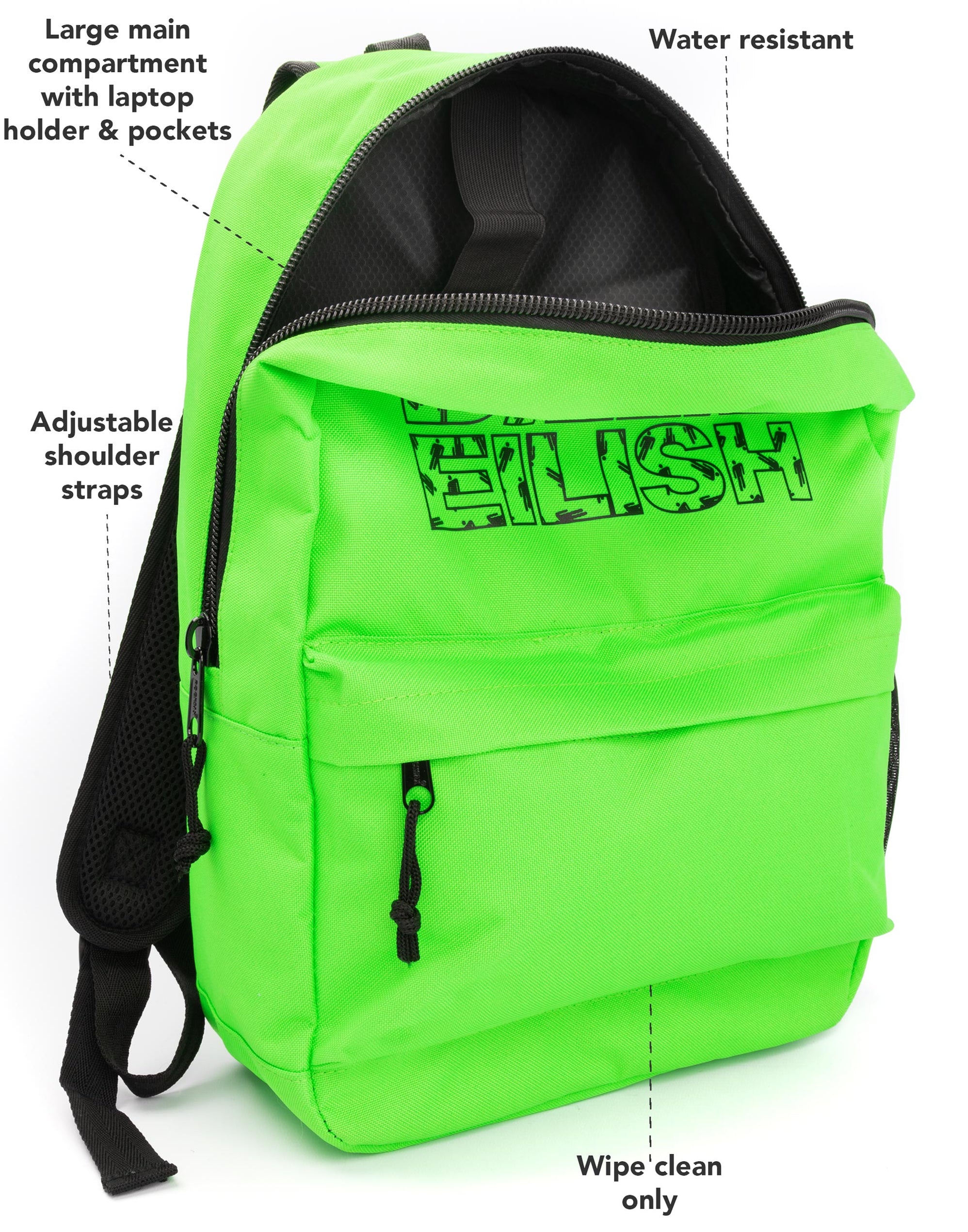Billie Eilish Backpack Rock Sax Blohsh Bad Guy Music Green Rucksack Sc ...