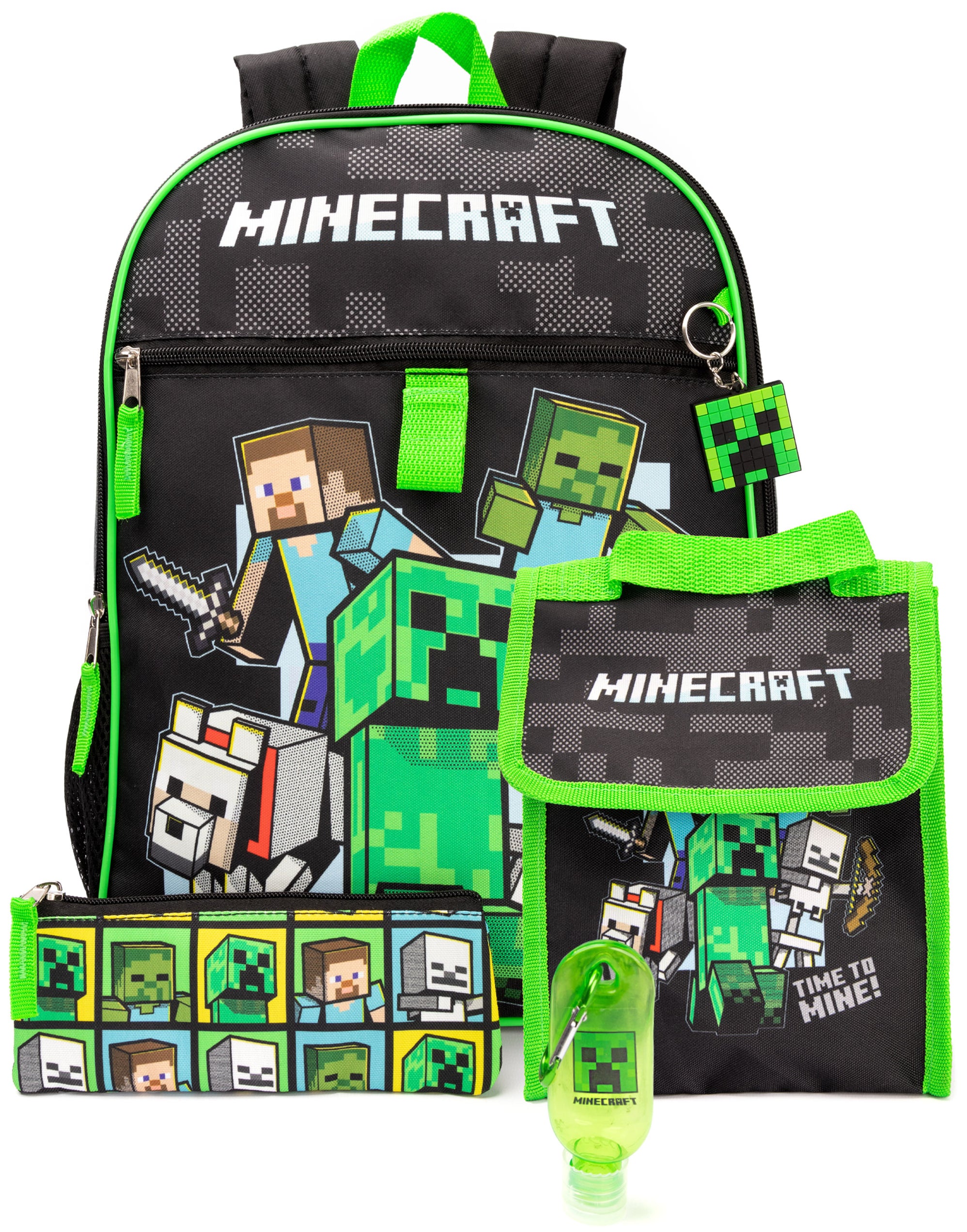Minecraft 5 Piece Backpack & Lunch Bag School Set For Kids — Vanilla ...