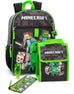 Minecraft 5 Piece Backpack & Lunch Bag School Set For Kids — Vanilla ...