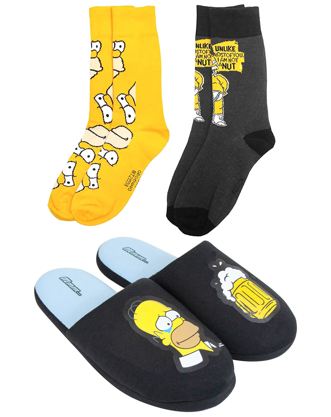 The Simpsons Homer Mens Slippers and Socks Gift Set — Vanilla Underground
