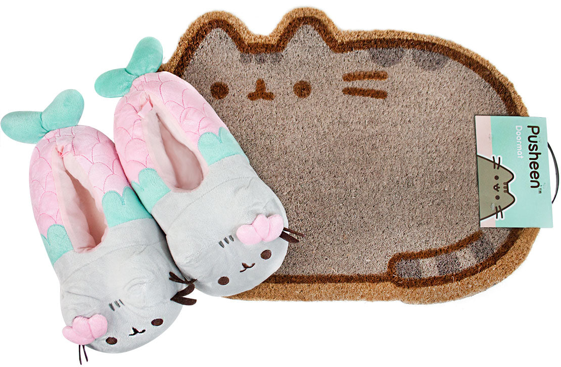 Pusheen Slippers and Door Mat Bundle Set — Vanilla Underground