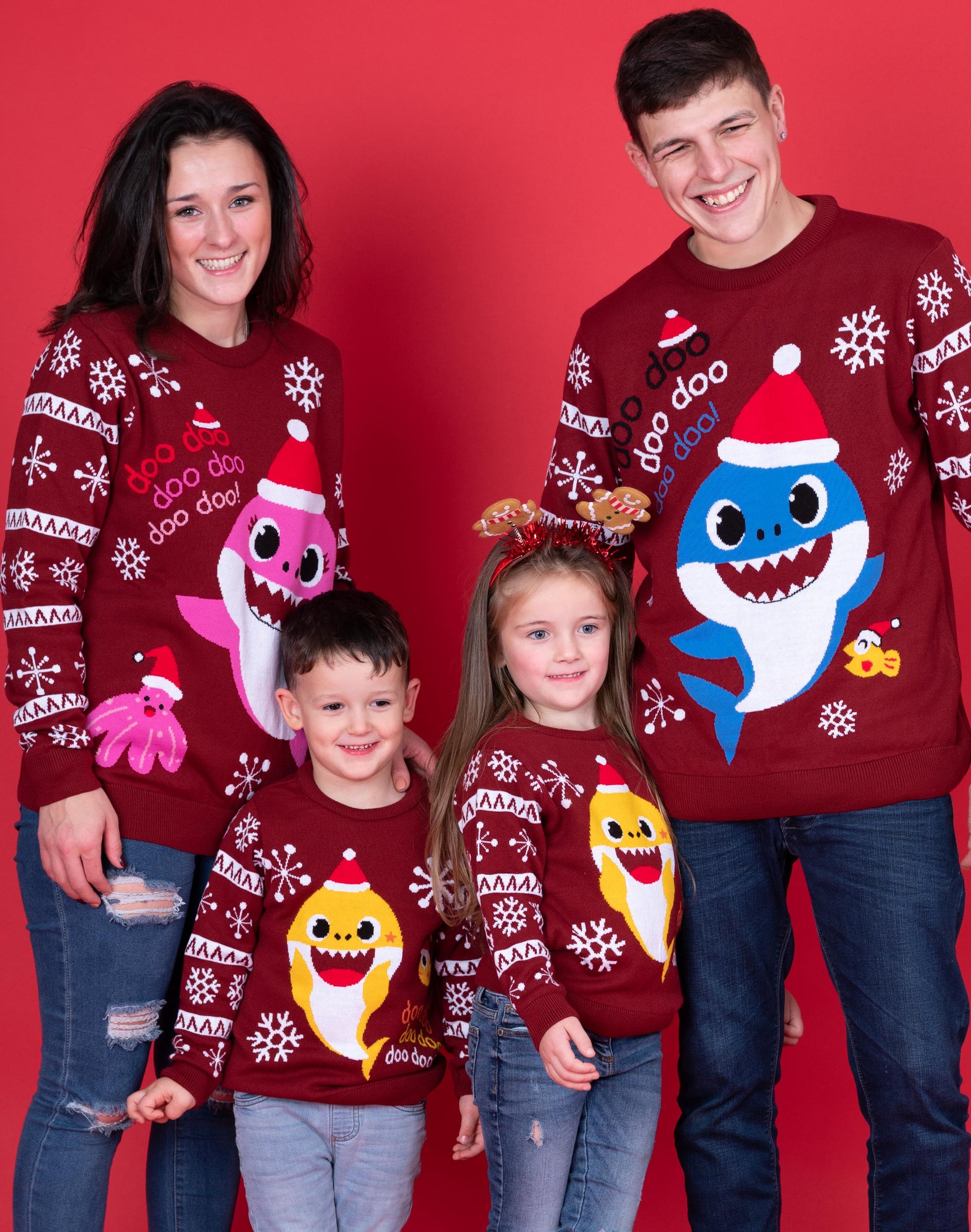 Baby Shark Daddy Shark Mens Family Matching Christmas Jumper — Vanilla ...