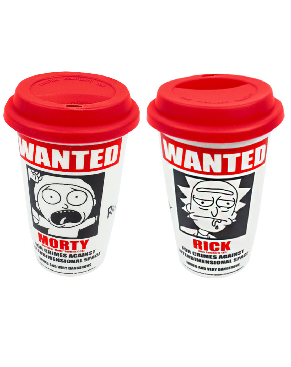 Rick And Morty Wanted Poster White Travel Mug 12oz/340ml — Vanilla ...