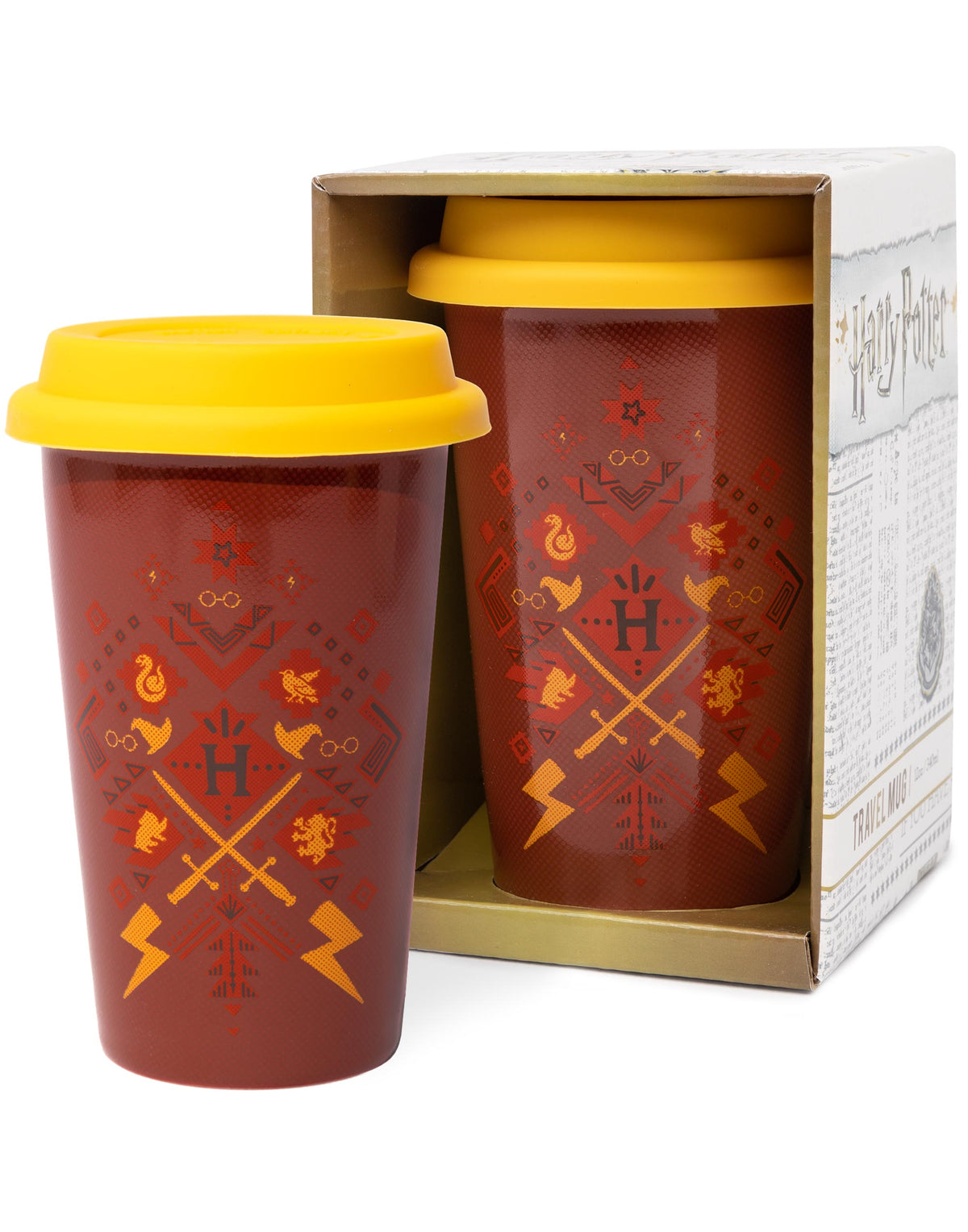 Harry Potter Hogwarts Aztec Jumper Ceramic Thermal Travel Mug — Vanilla ...