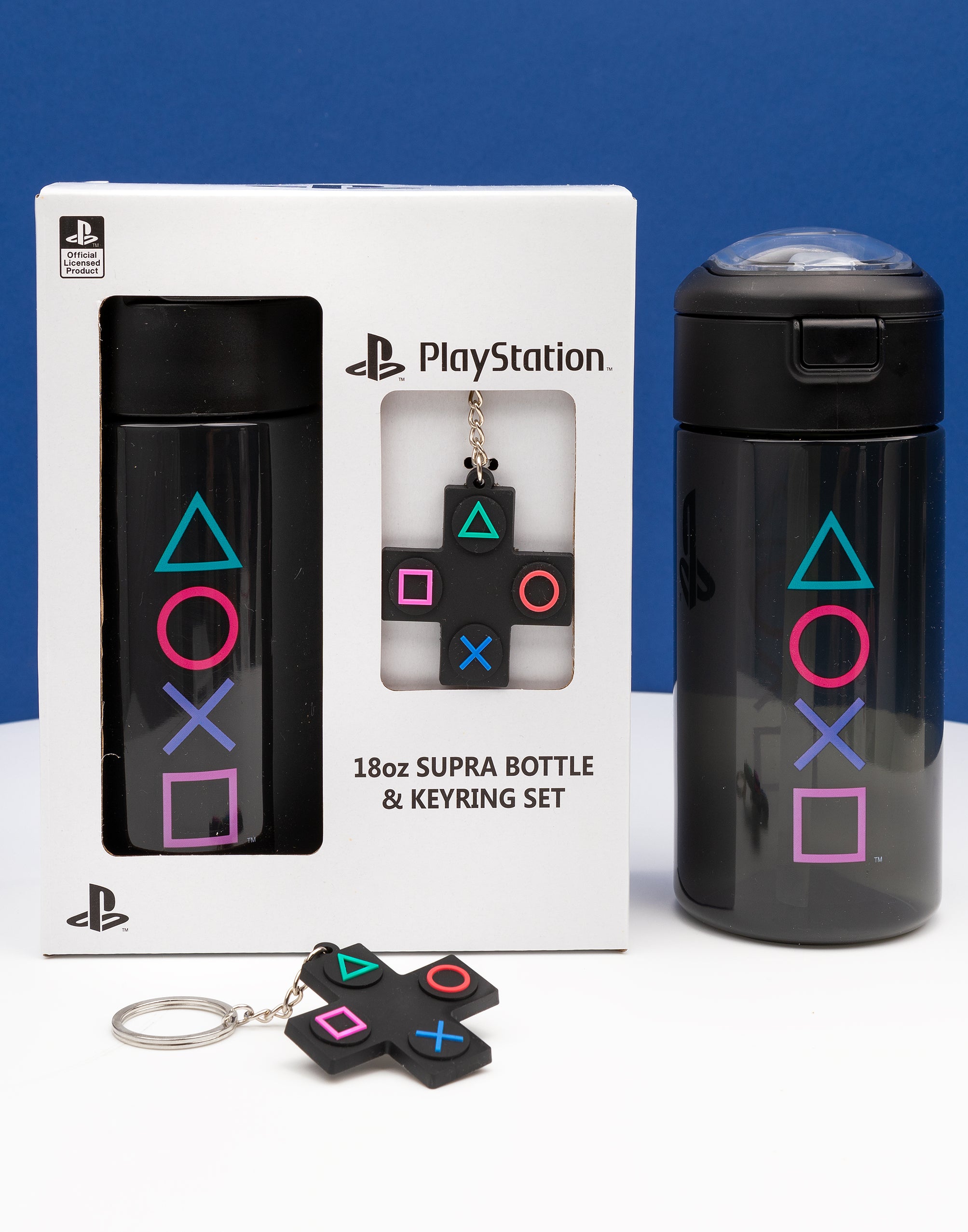 PlayStation Water Bottle Sports Bottle 18oz & Keychain Gift Adults & K ...