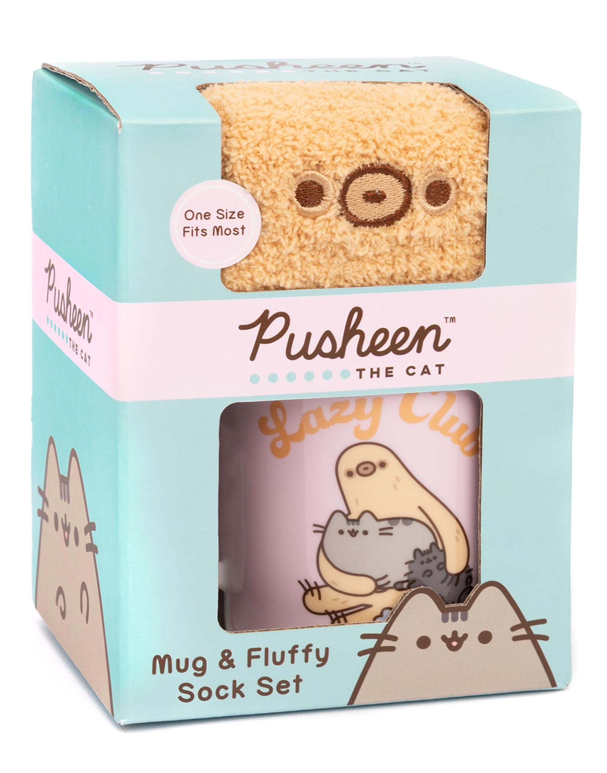 Pusheen The Cat & Sloth Lazy Club Mug & Fluffy Sock Gift Set - Adults ...