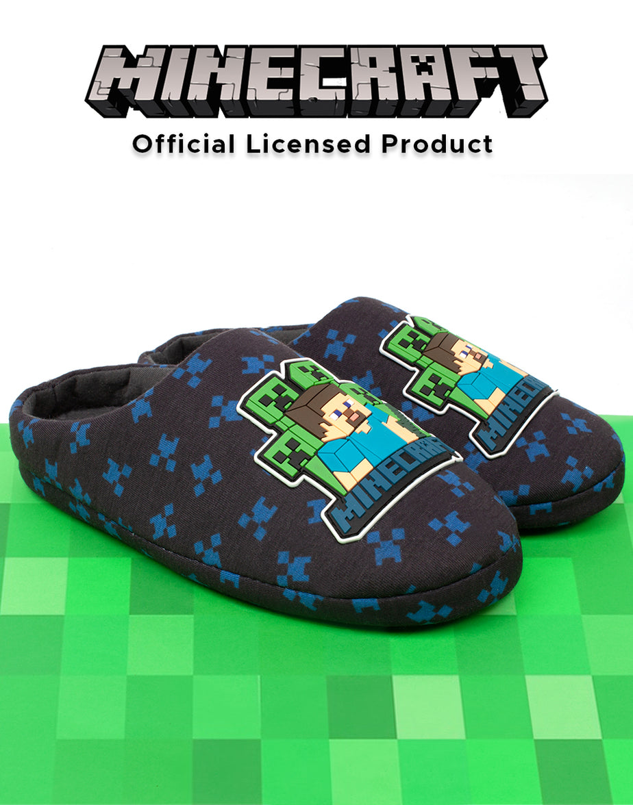 Minecraft Slippers For Boys Surrounded Creeper - Navy — Vanilla Underground