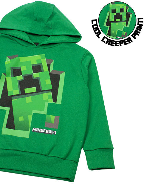 Minecraft Creeper Inside Boy's Green Hoodie — Vanilla Underground