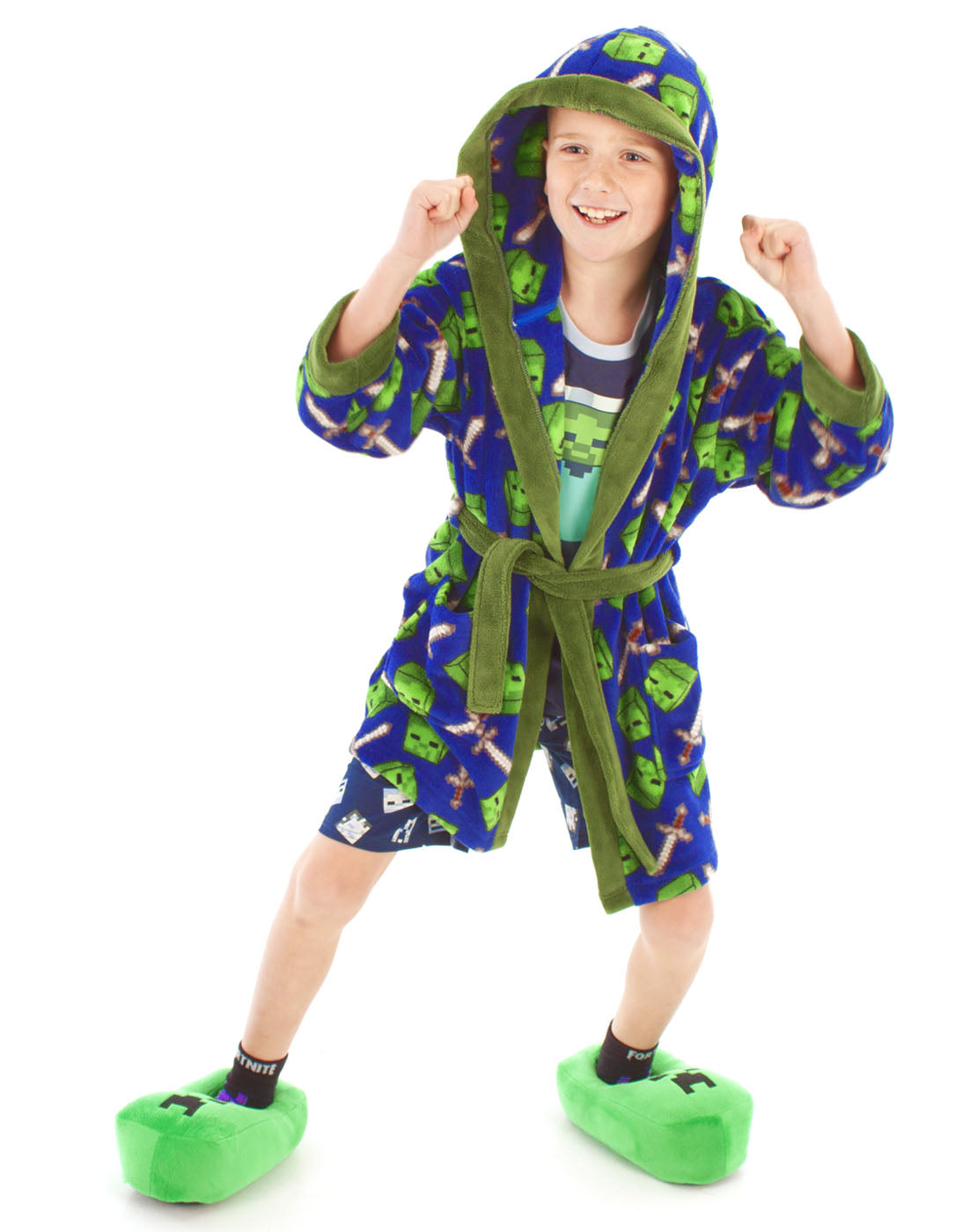 Minecraft All Over Zombie Sword Boys Bathrobe Kids Dressing Gown ...