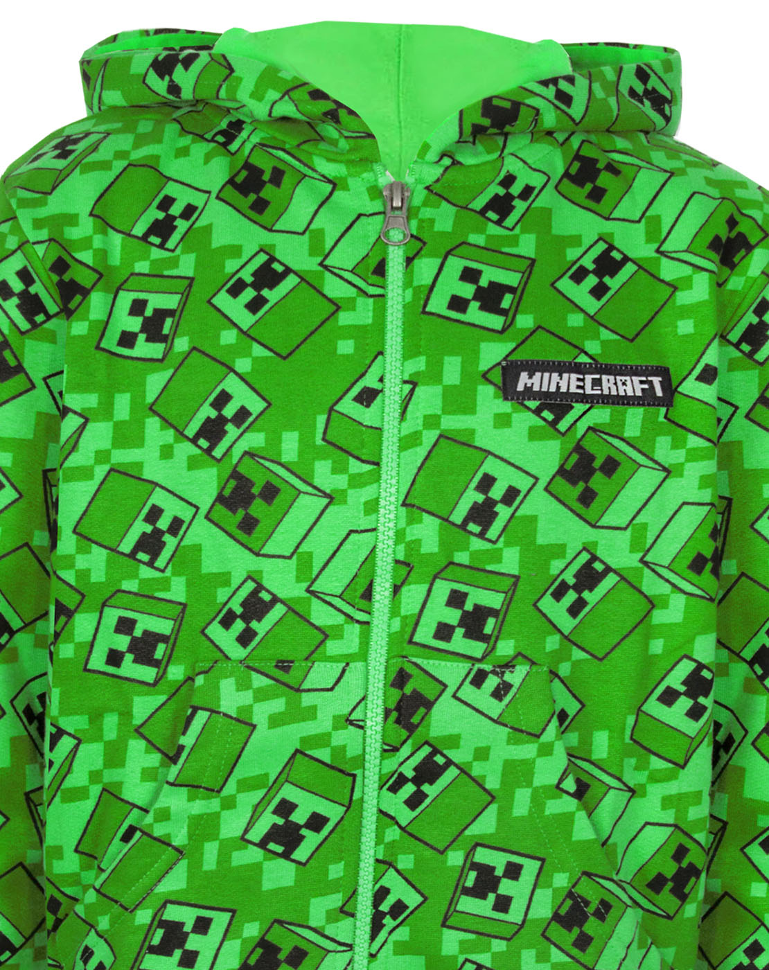 Minecraft Creeper All Over Print Boys Green Zip Up Hoodie — Vanilla ...