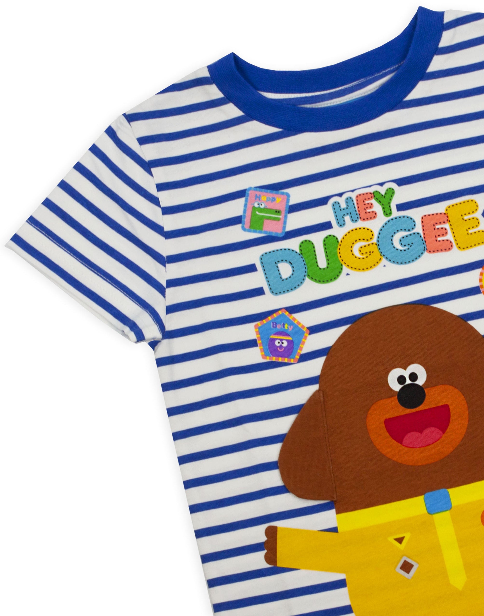 Hey Duggee Character 3D Ears Blue & White Striped Boy's T-shirt ...
