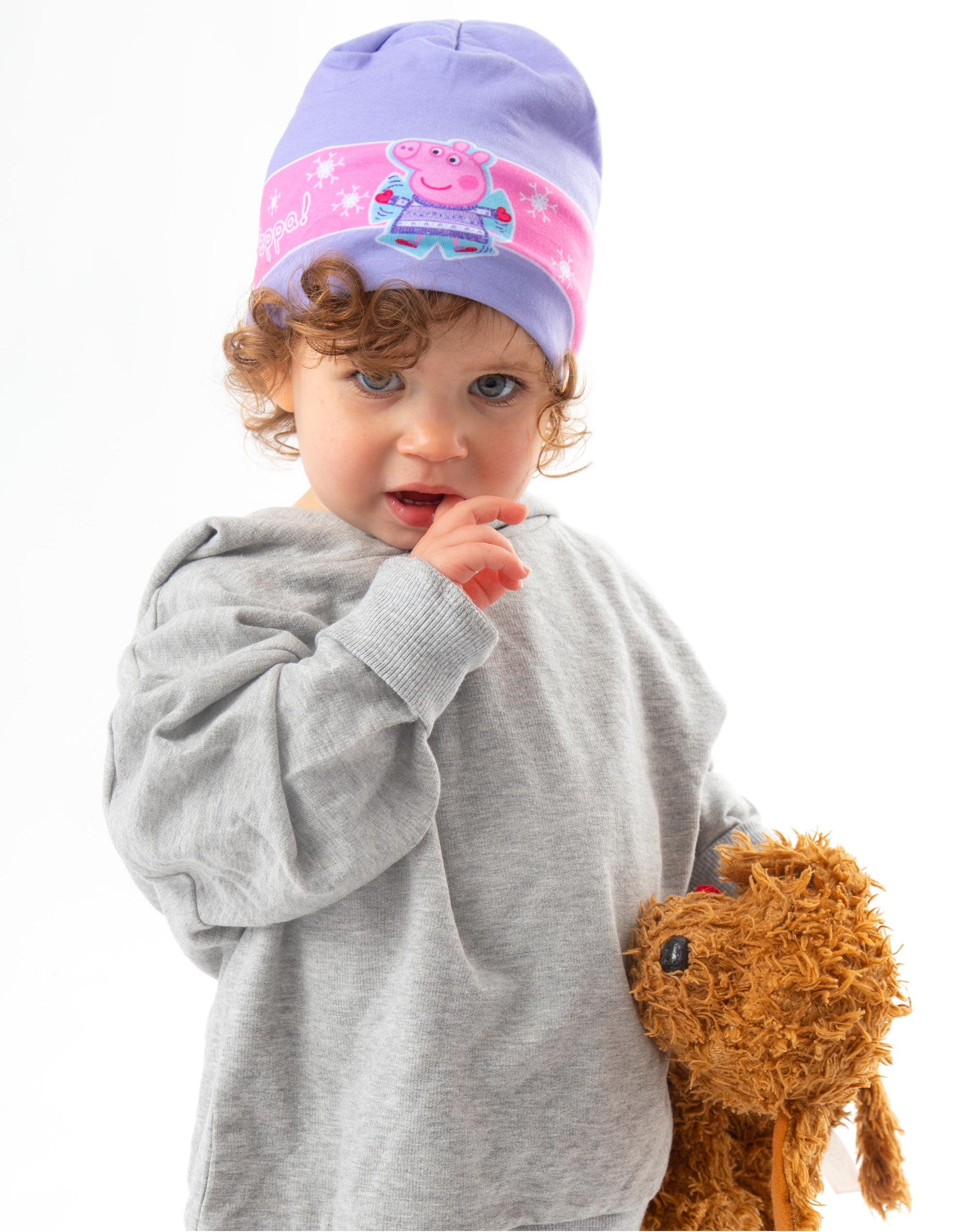 Peppa Pig kids Winter Woolly Girls Purple Beanie Hat — Vanilla Underground
