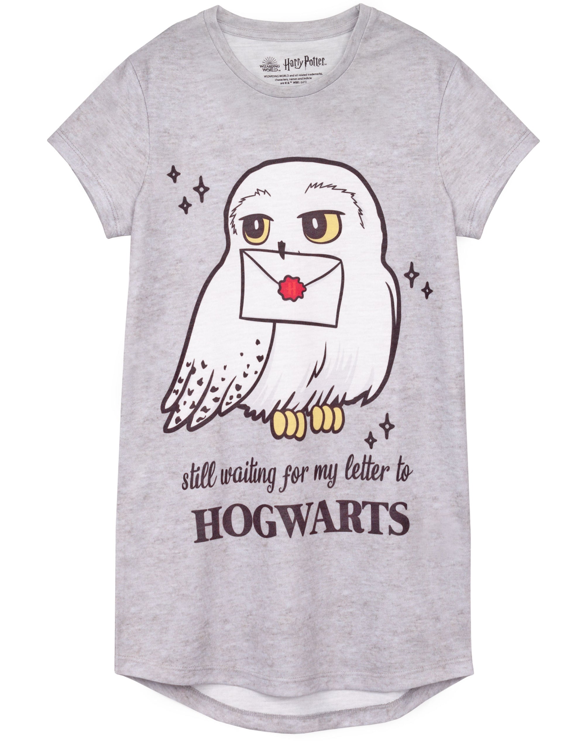 Harry Potter Hedwig Hogwarts Girl's Grey Marl Pyjama Night Dress ...