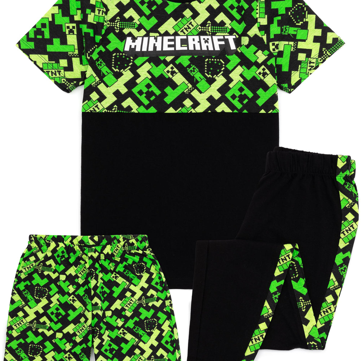 Minecraft Pyjamas Boys Long OR Short Bottom Options Kids Gamer PJs ...