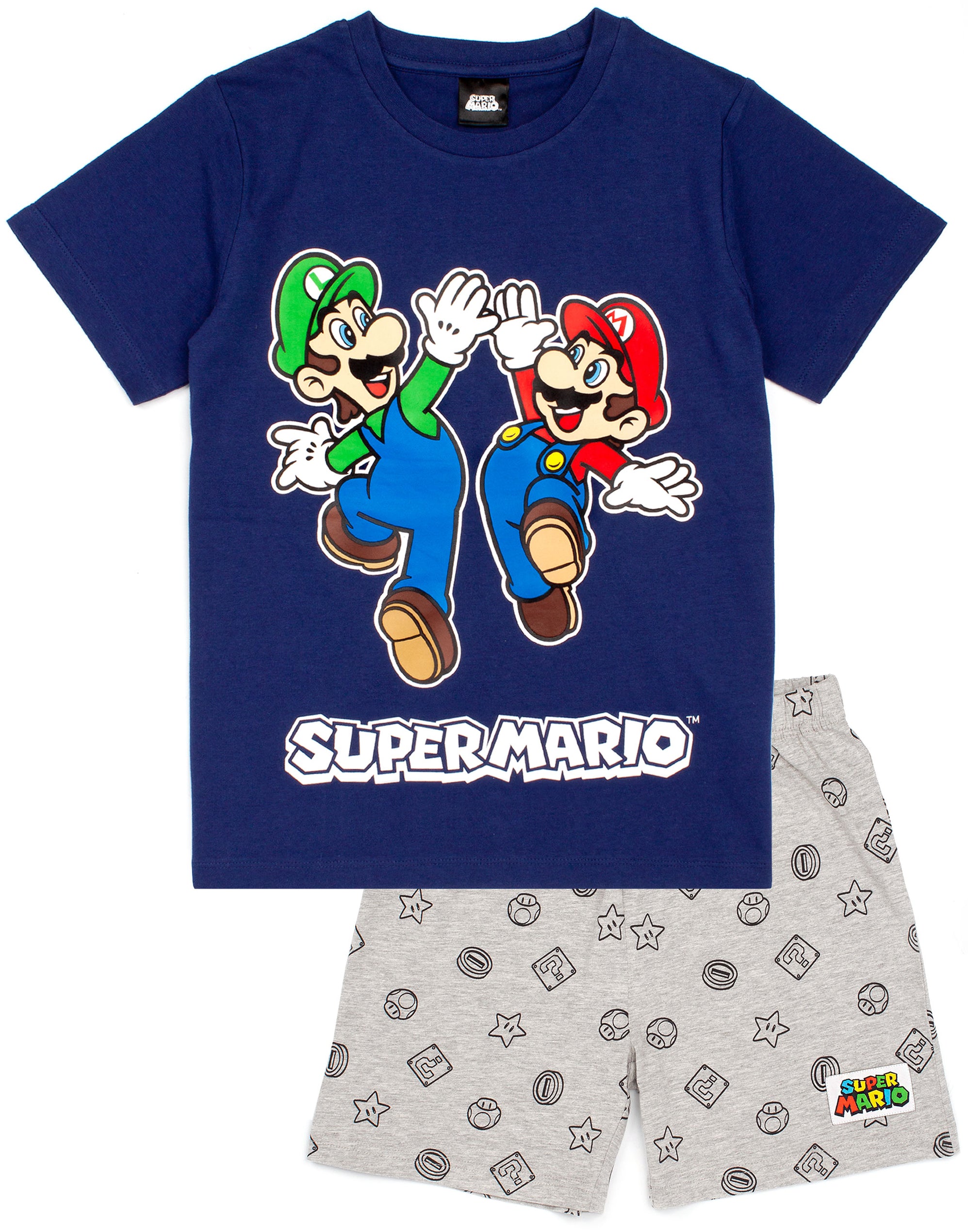 Nintendo Super Mario Pyjamas For Boys Luigi T-Shirt & Shorts Set - Blu ...