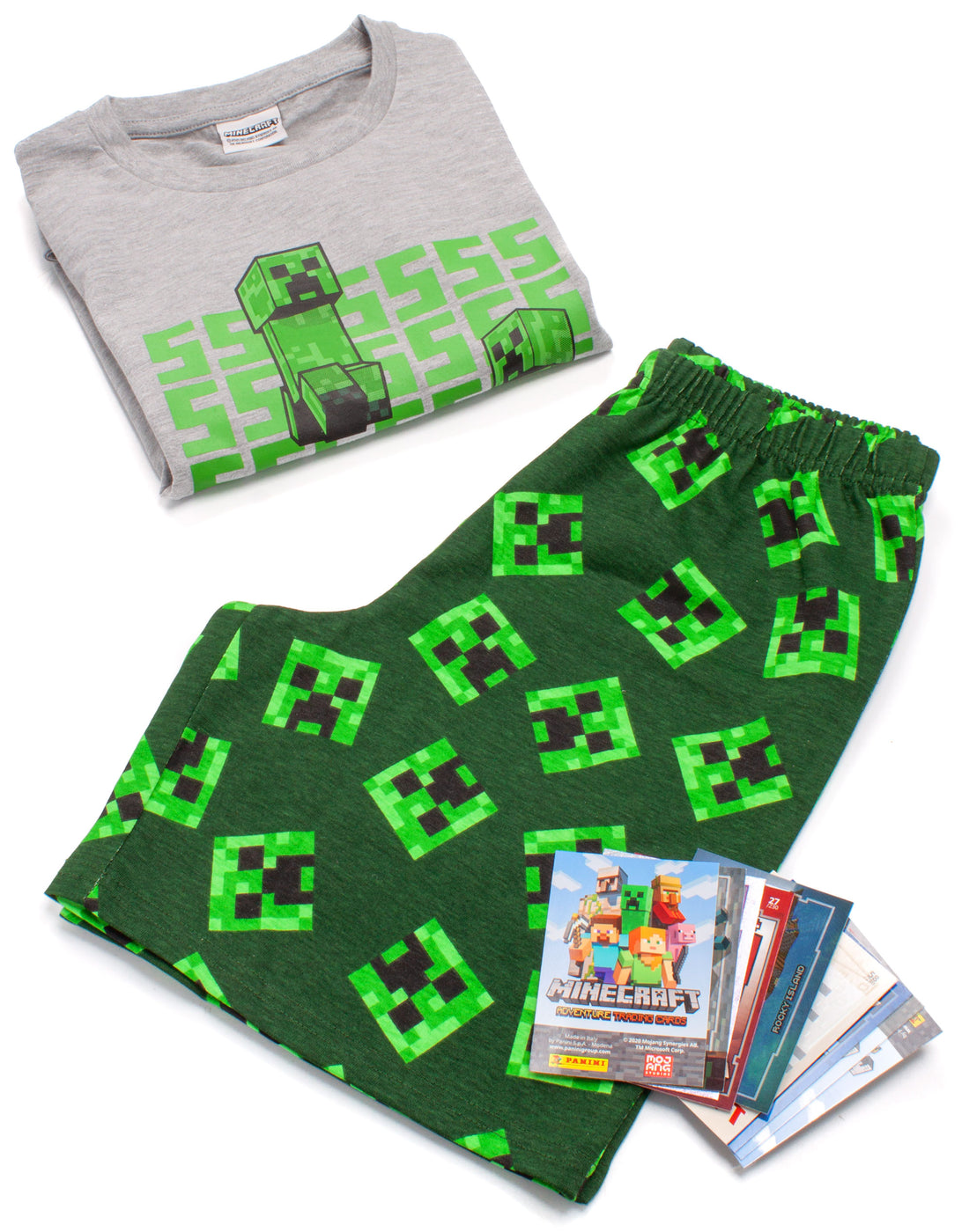 Minecraft Boys Pyjamas Set Top And Shorts Kids Gamer - Green — Vanilla ...