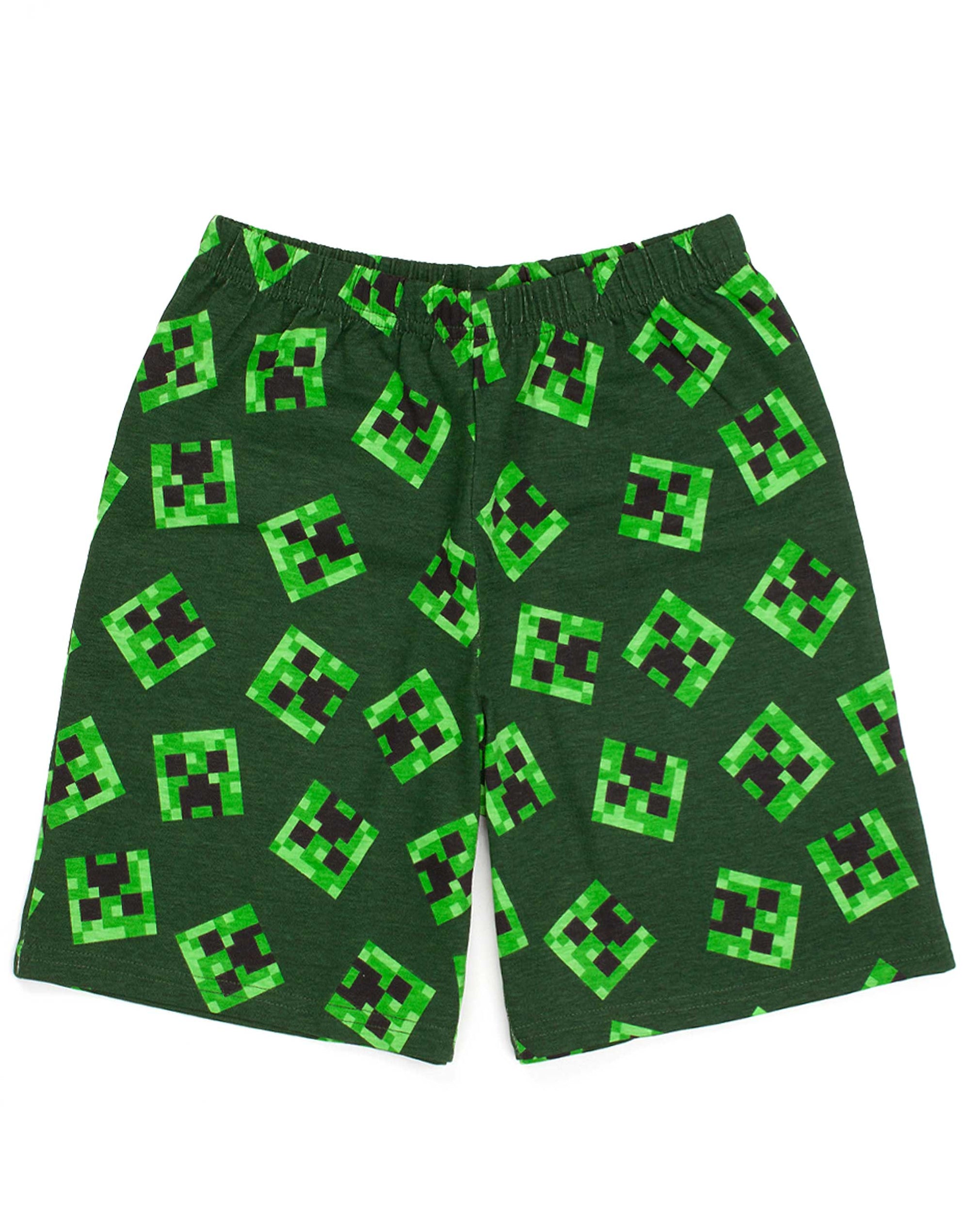 Minecraft Boys Pyjamas Set Top And Shorts Kids Gamer - Green — Vanilla ...
