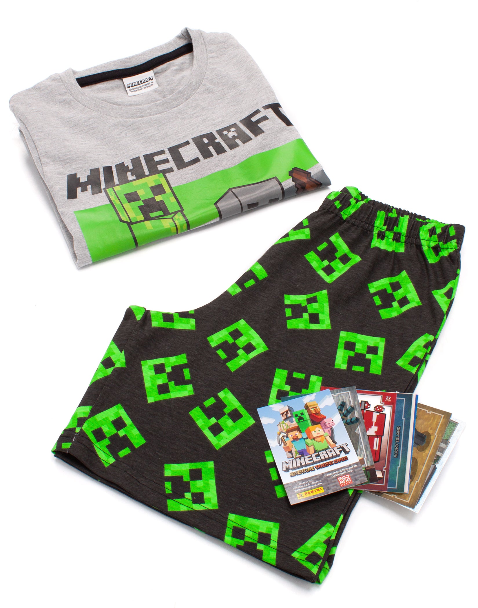 Minecraft Boys Pyjamas Set Top And Shorts Kids Gamer - Grey — Vanilla ...