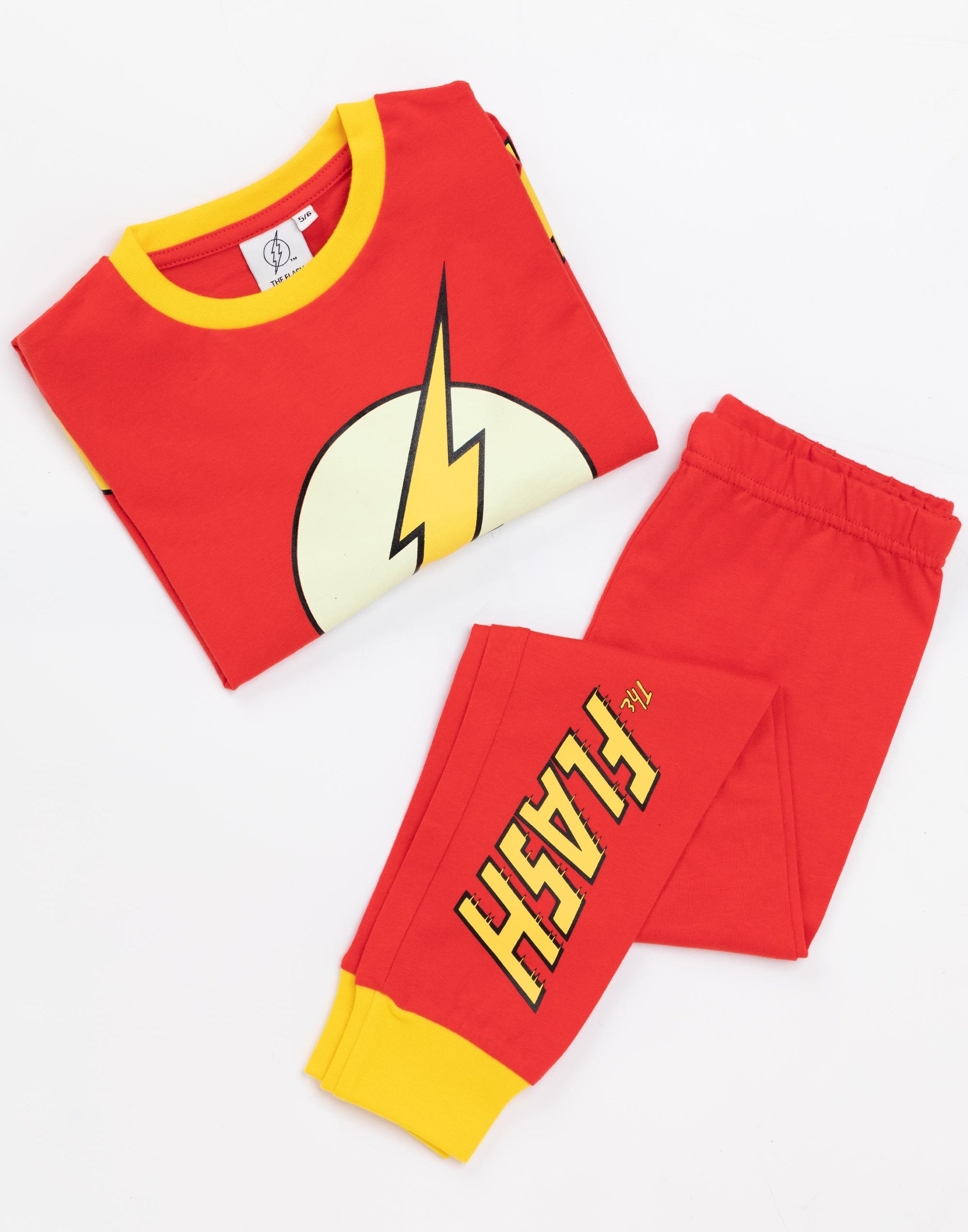 DC Comics The Flash Pyjamas For Boys Glow In the Dark Logo - Red ...