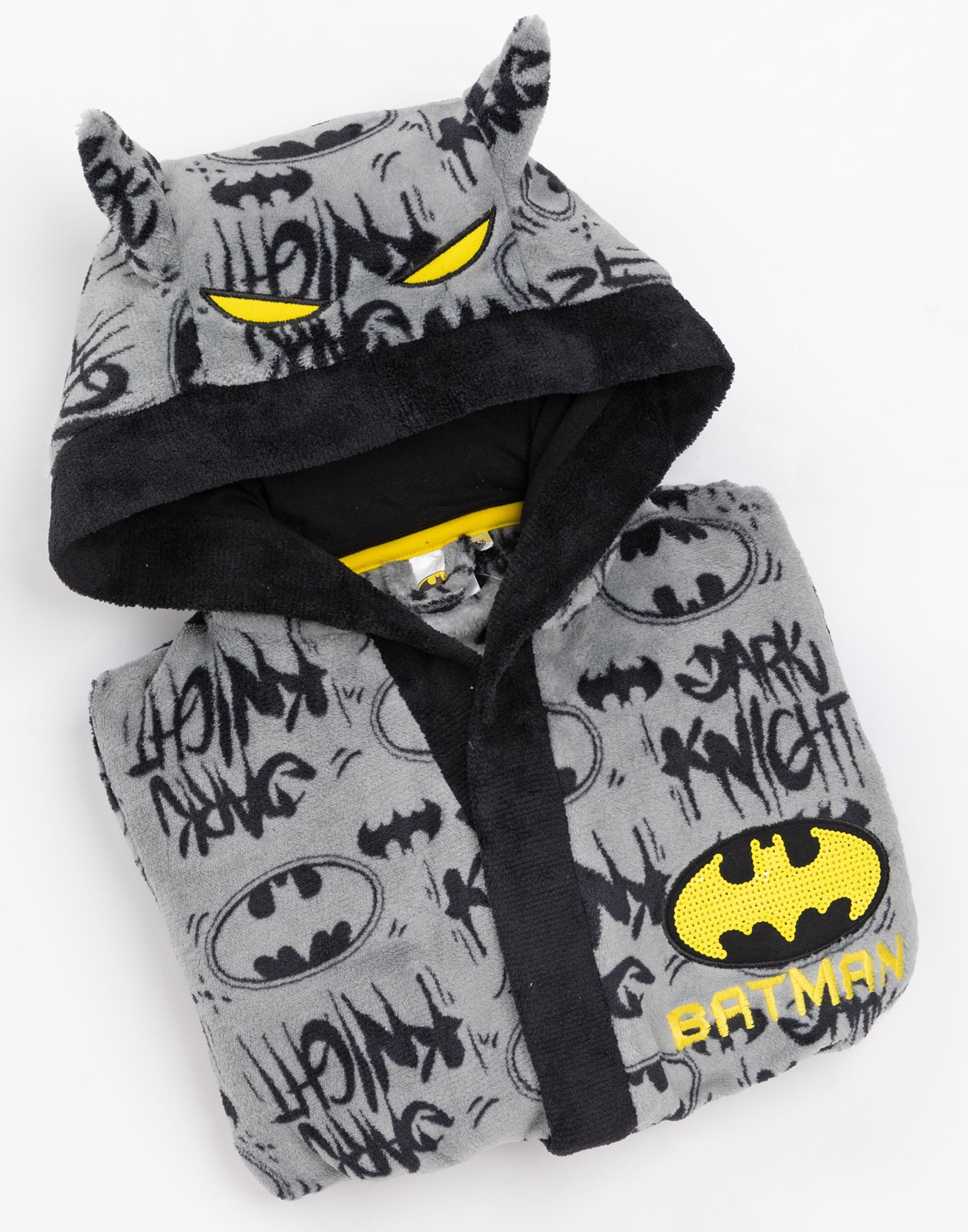 DC Comics Batman Dressing Gown For Boys Fluffy Bathrobe - Grey ...