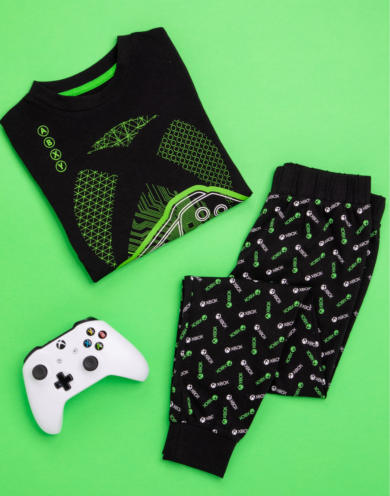 XBOX Pyjamas For Boys Long Sleeve T-Shirt & Trousers Set - Black ...