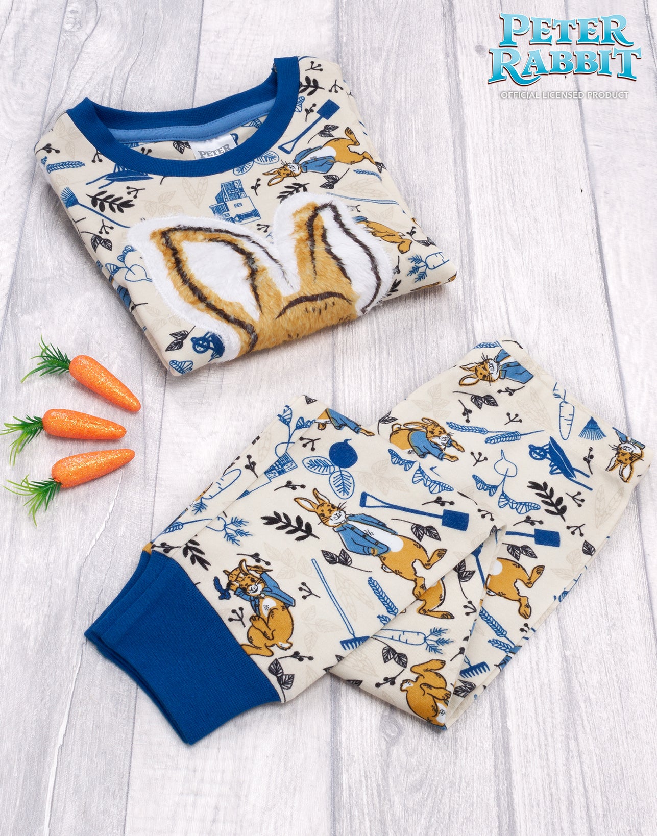 Peter Rabbit Kids Pyjamas Long Sleeves Top And Trousers Set — Vanilla ...