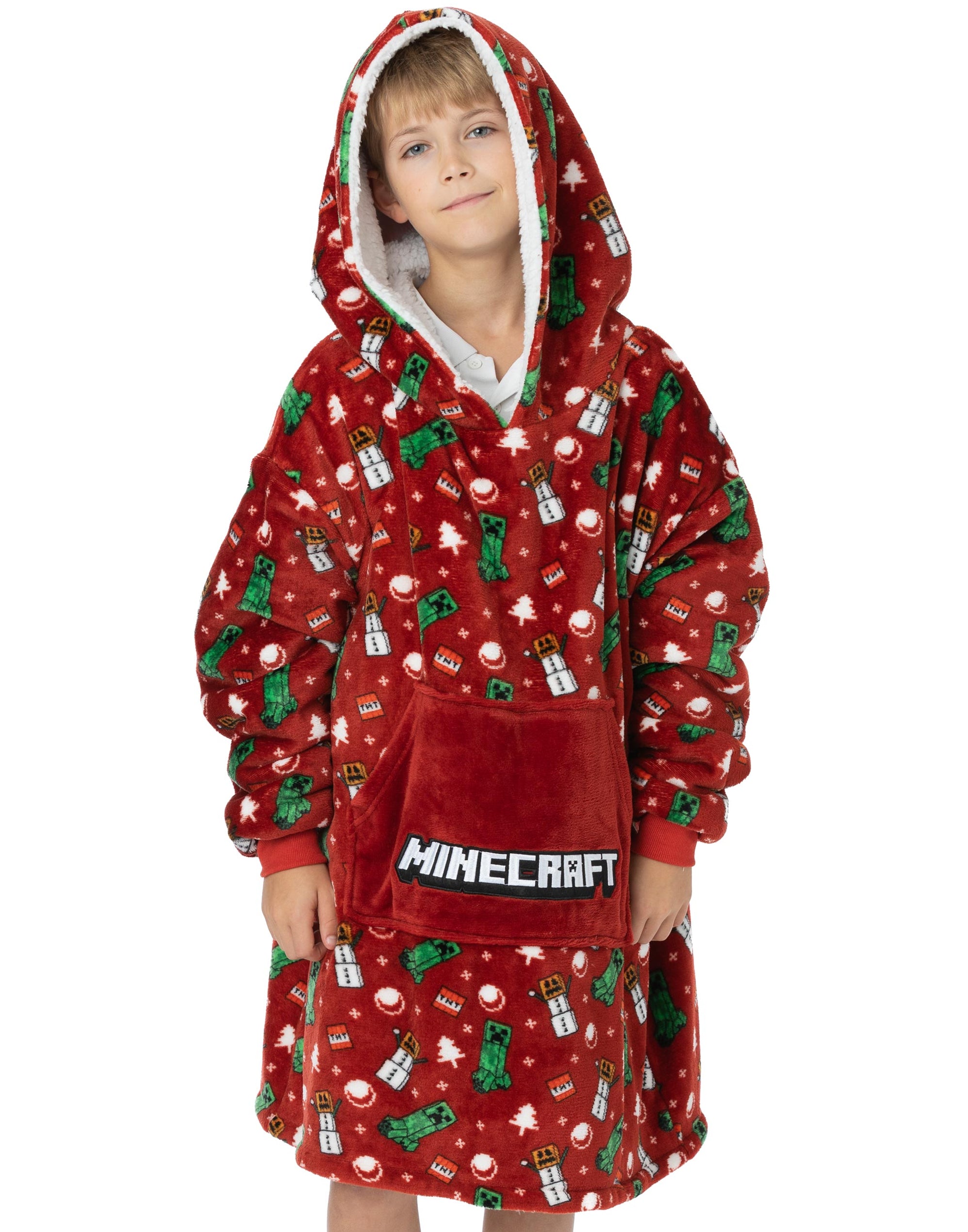 Minecraft Kids Christmas Oversized Blanket Hoodie — Vanilla Underground