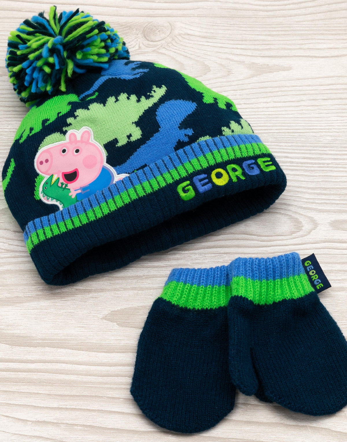 George Pig Peppa Pig Kids Hat and Gloves Mittens Set — Vanilla Underground