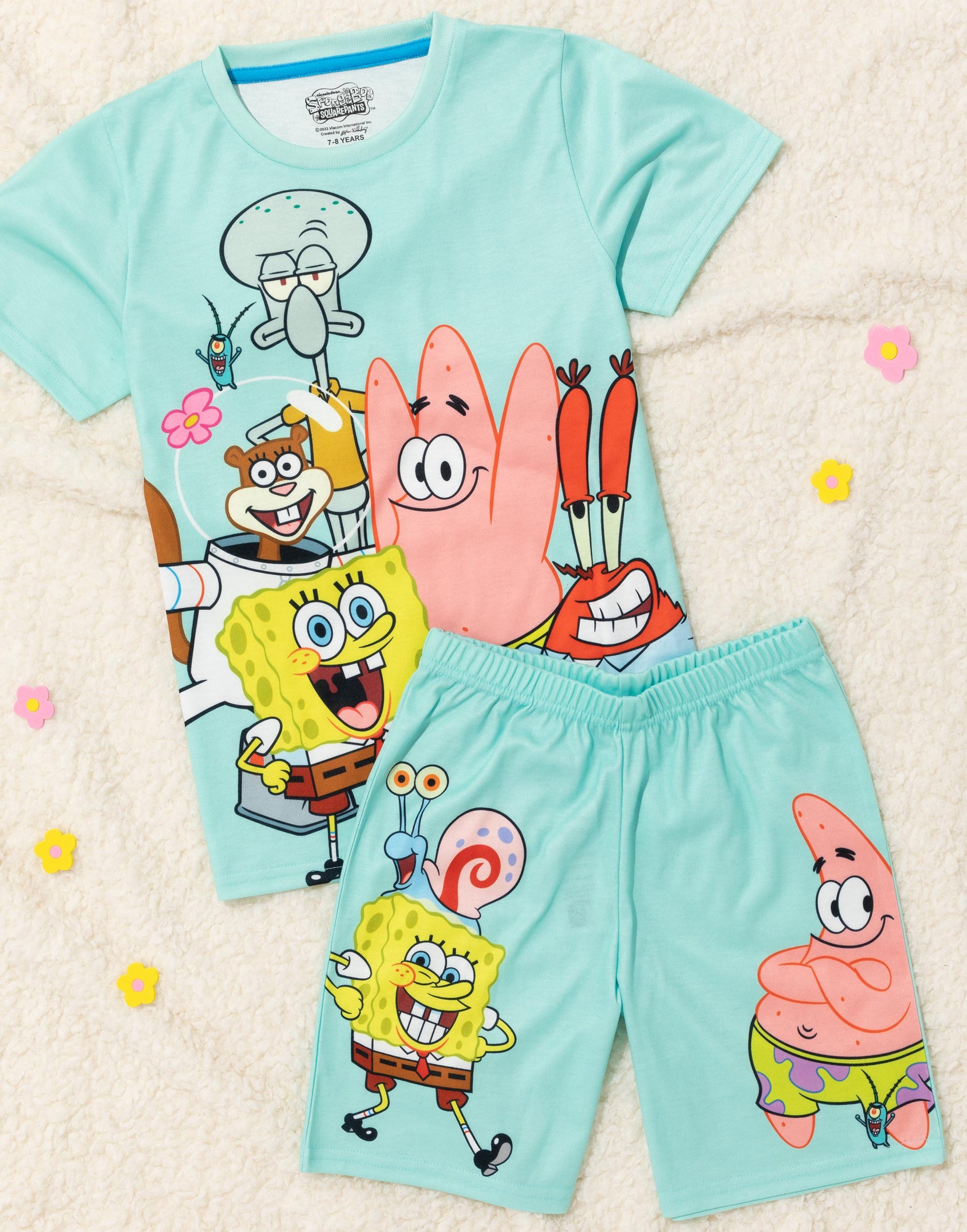 SpongeBob SquarePants Kids Blue T-Shirt And Shorts Pyjamas — Vanilla ...