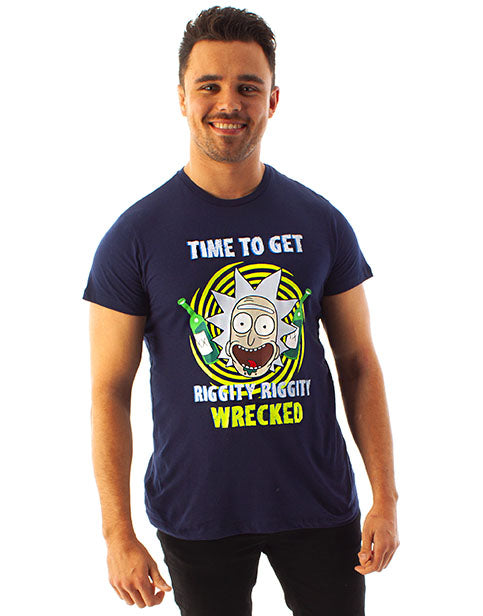 Rick And Morty Riggity Riggity Wrecked Men's T-Shirt - Blue — Vanilla ...
