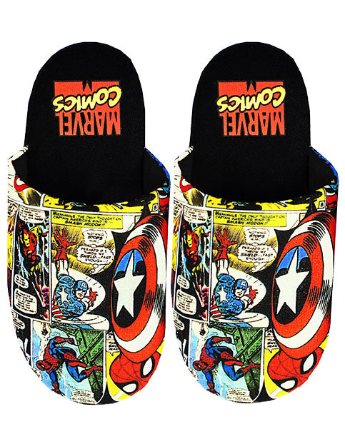 Marvel Avengers All Over Comic Print Multi-Coloured Men's Mule Slipper ...