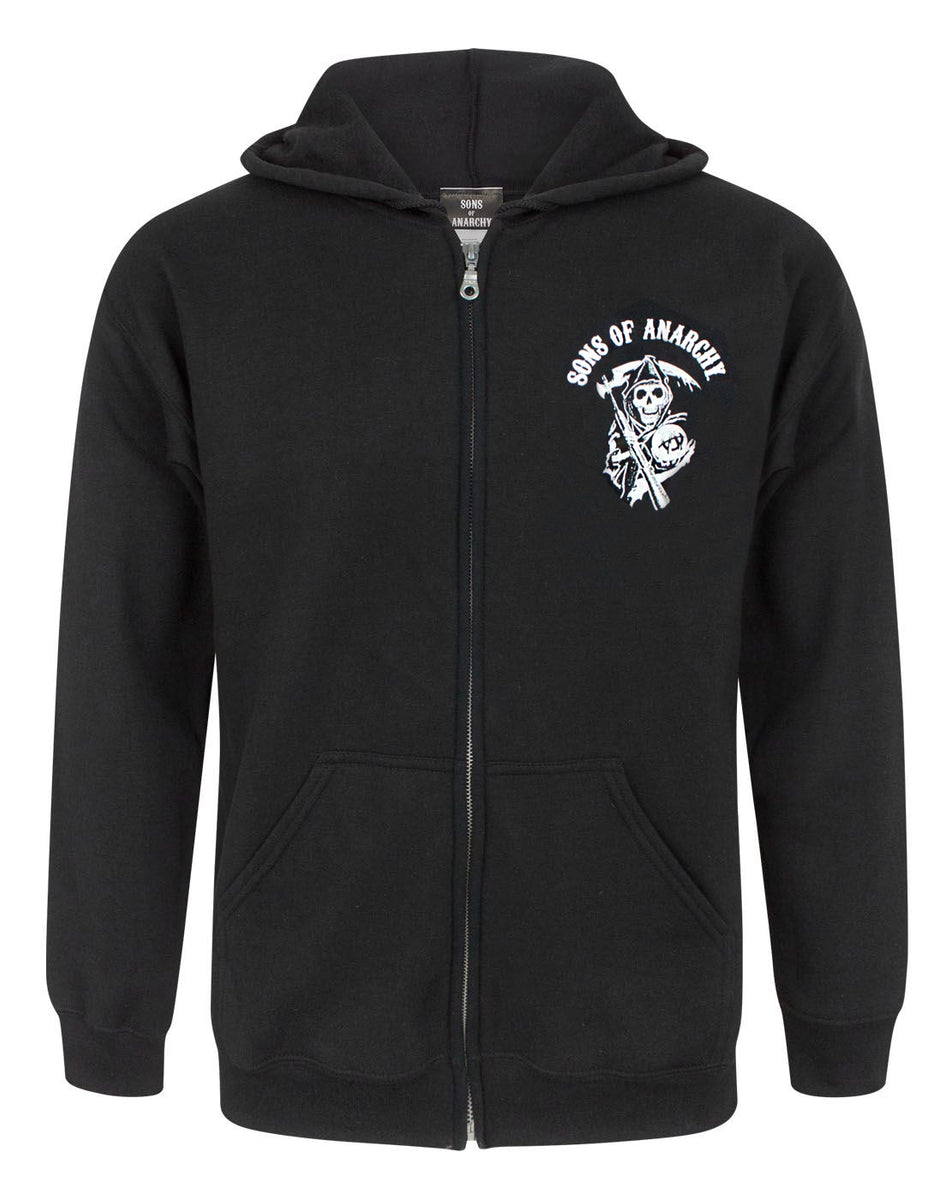 Sons Of Anarchy SAMCRO Reaper Logo Men's Zipper Hoodie Jacket — Vanilla ...