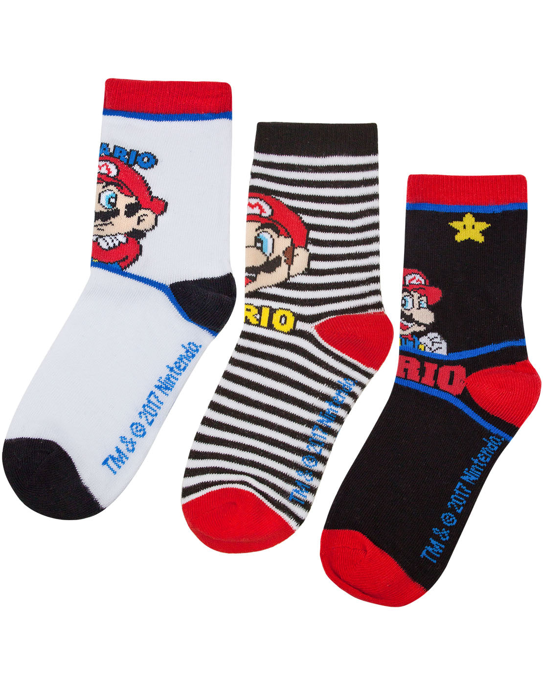 Super Mario Assorted 3 Pack Boy's Socks — Vanilla Underground