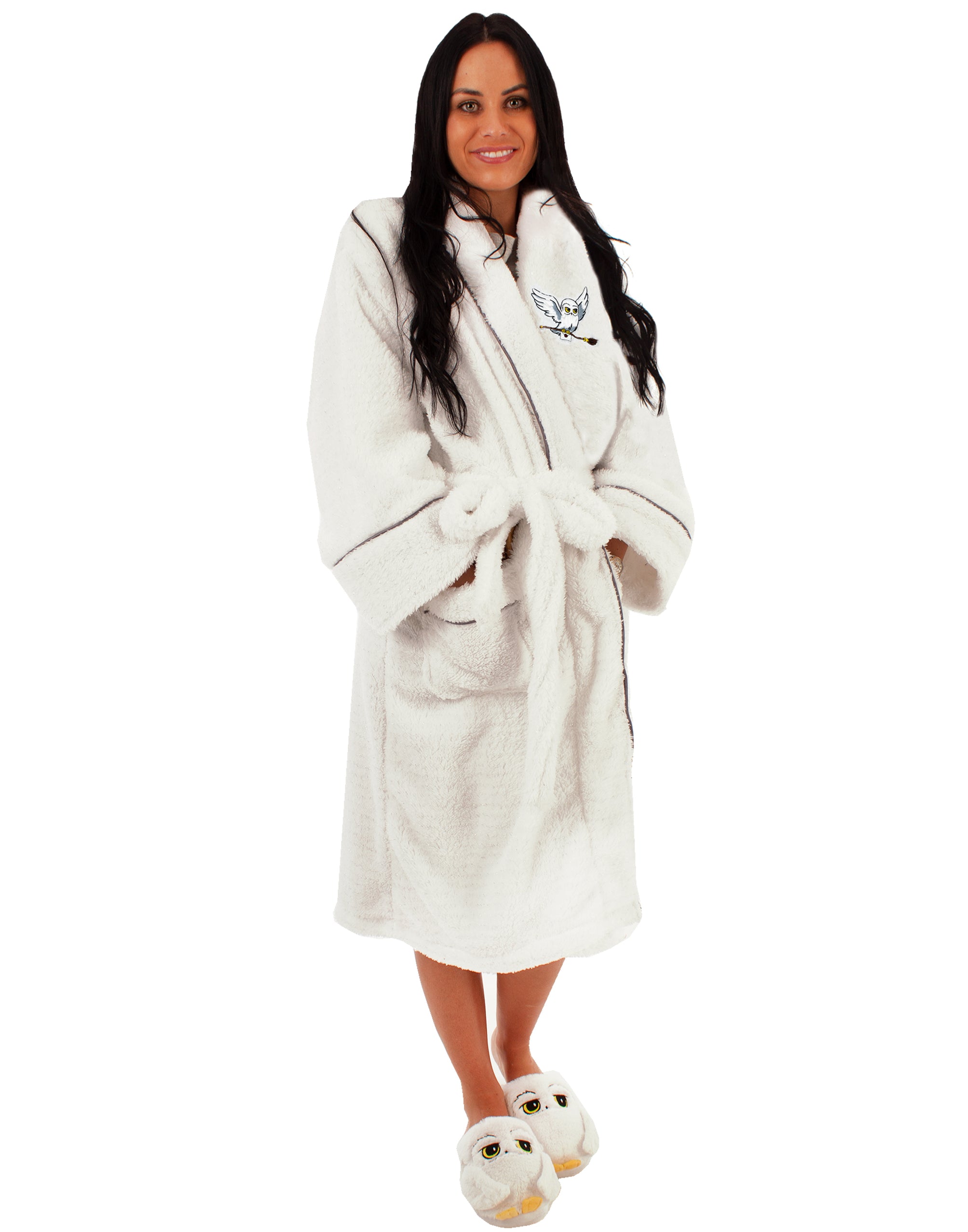 Harry Potter Hedwig White Bathrobe For Women - Ladies Luxury Embroider ...