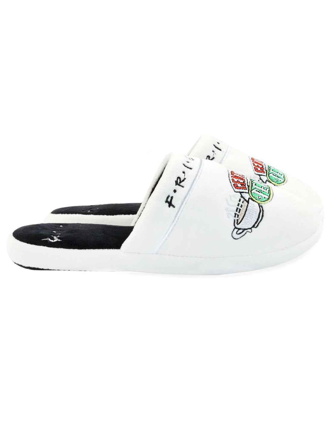 Friends Official Central Perk Women's Soft White Slip-on Mule Slippers ...