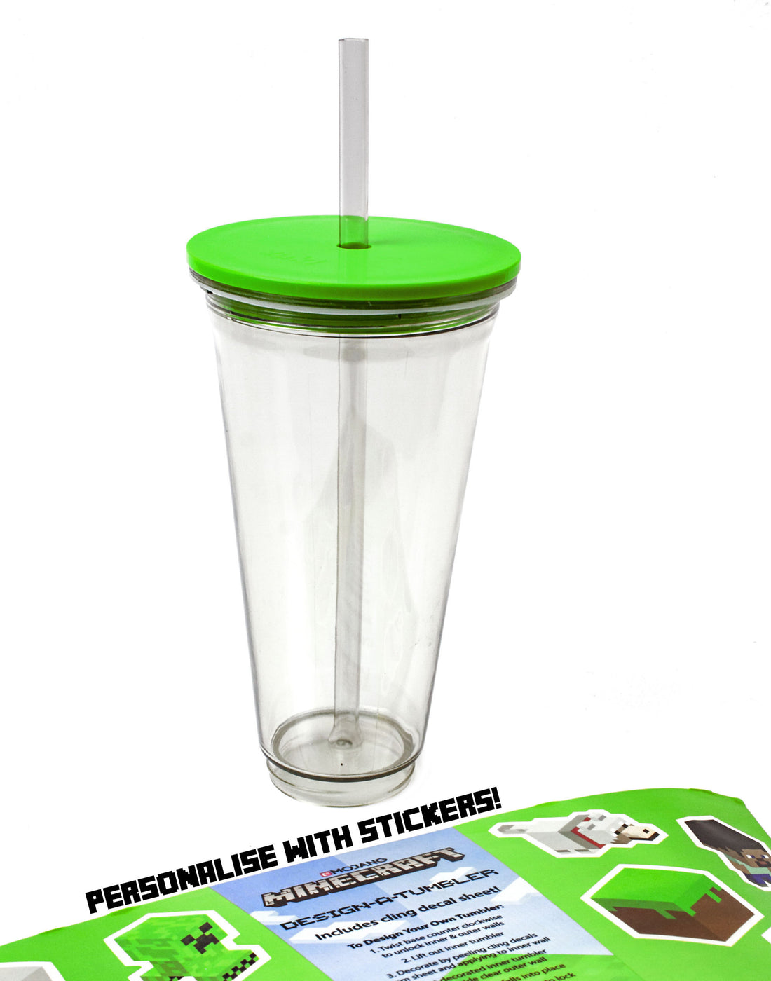 Minecraft Customisable Sticker Drinks Cup - Personalised Creeper Zombi ...