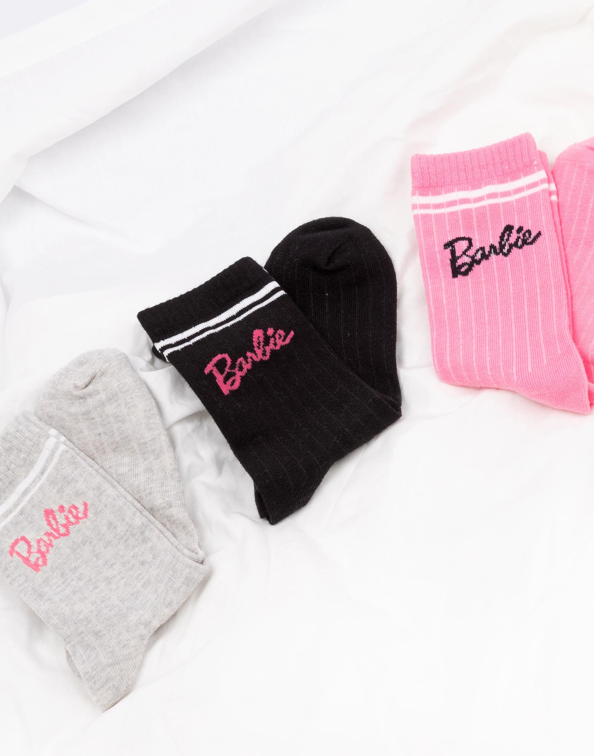 Barbie Ladies Crew Socks Assorted 3 Pack — Vanilla Underground