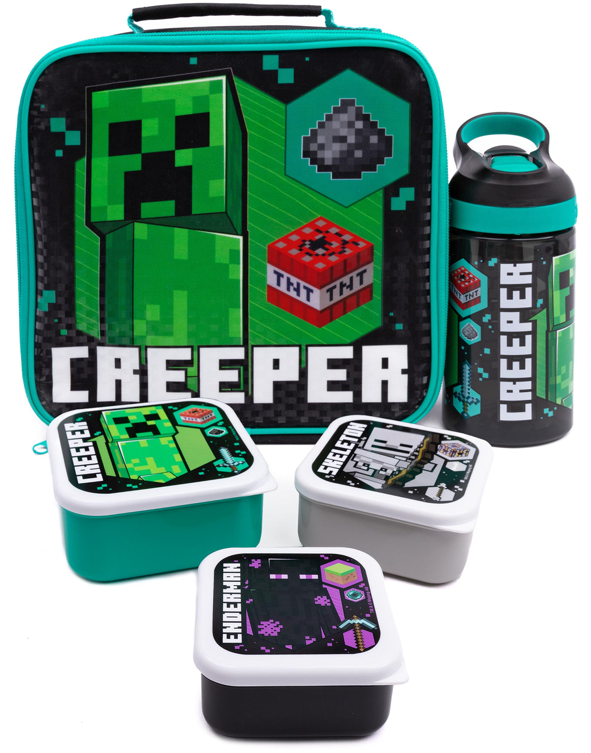 Minecraft Creeper Lunch Bag, Snack Pot, Water Bottle Set — Vanilla ...