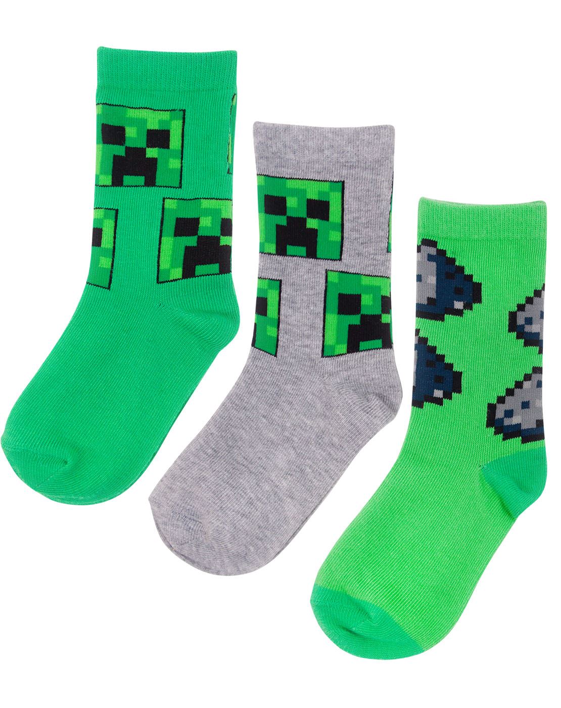 Minecraft Assorted 3 Pack Boy's Socks — Vanilla Underground