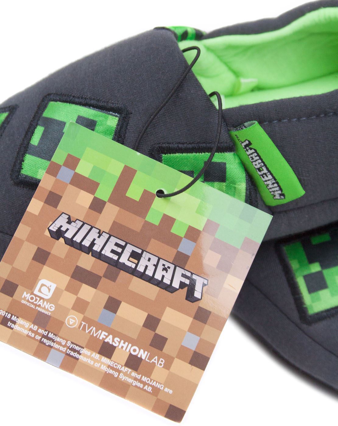 Minecraft Creeper Boy's Slippers - Grey — Vanilla Underground