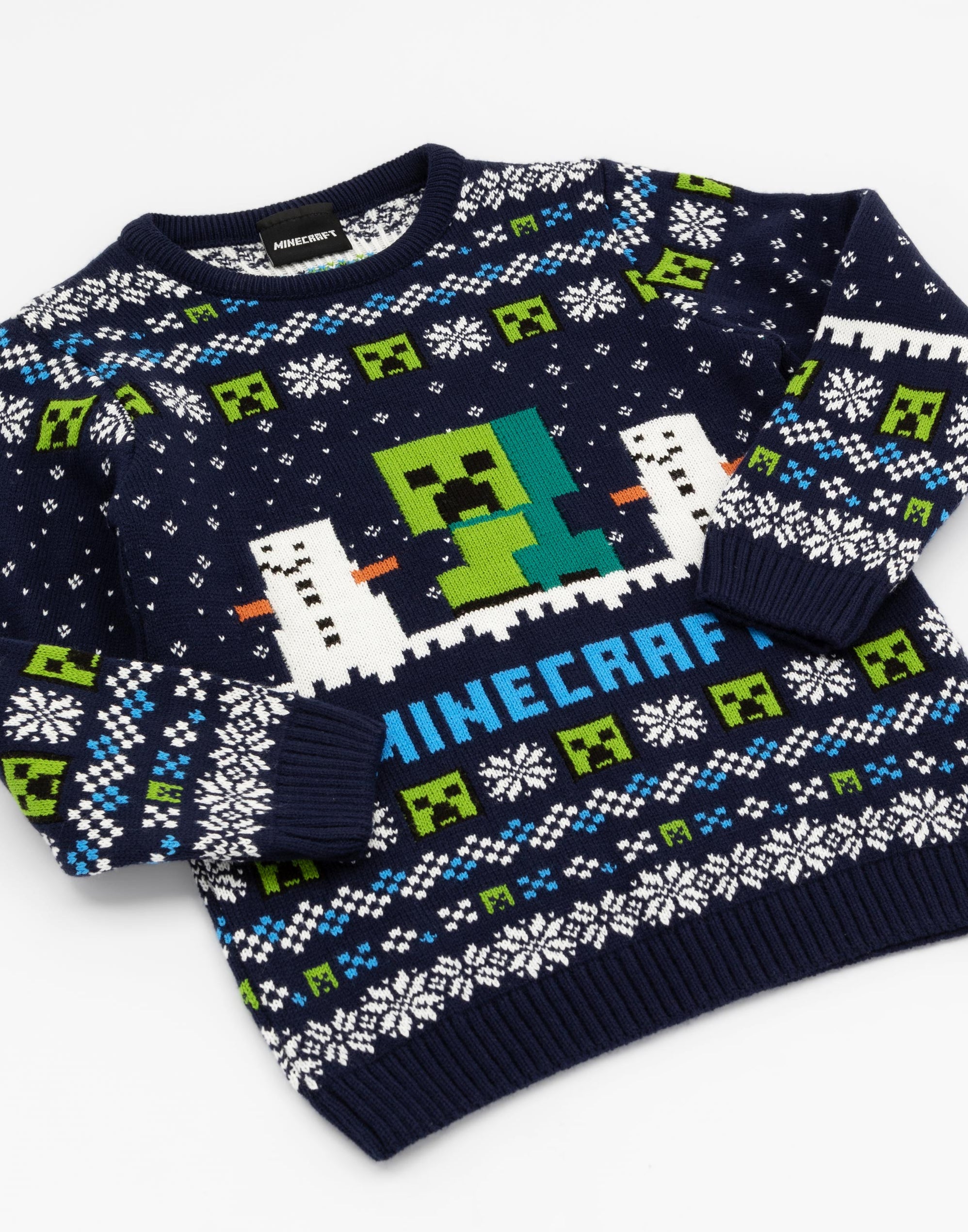 Minecraft Creeper Snow Day Knitted Long Sleeve Christmas Jumper ...