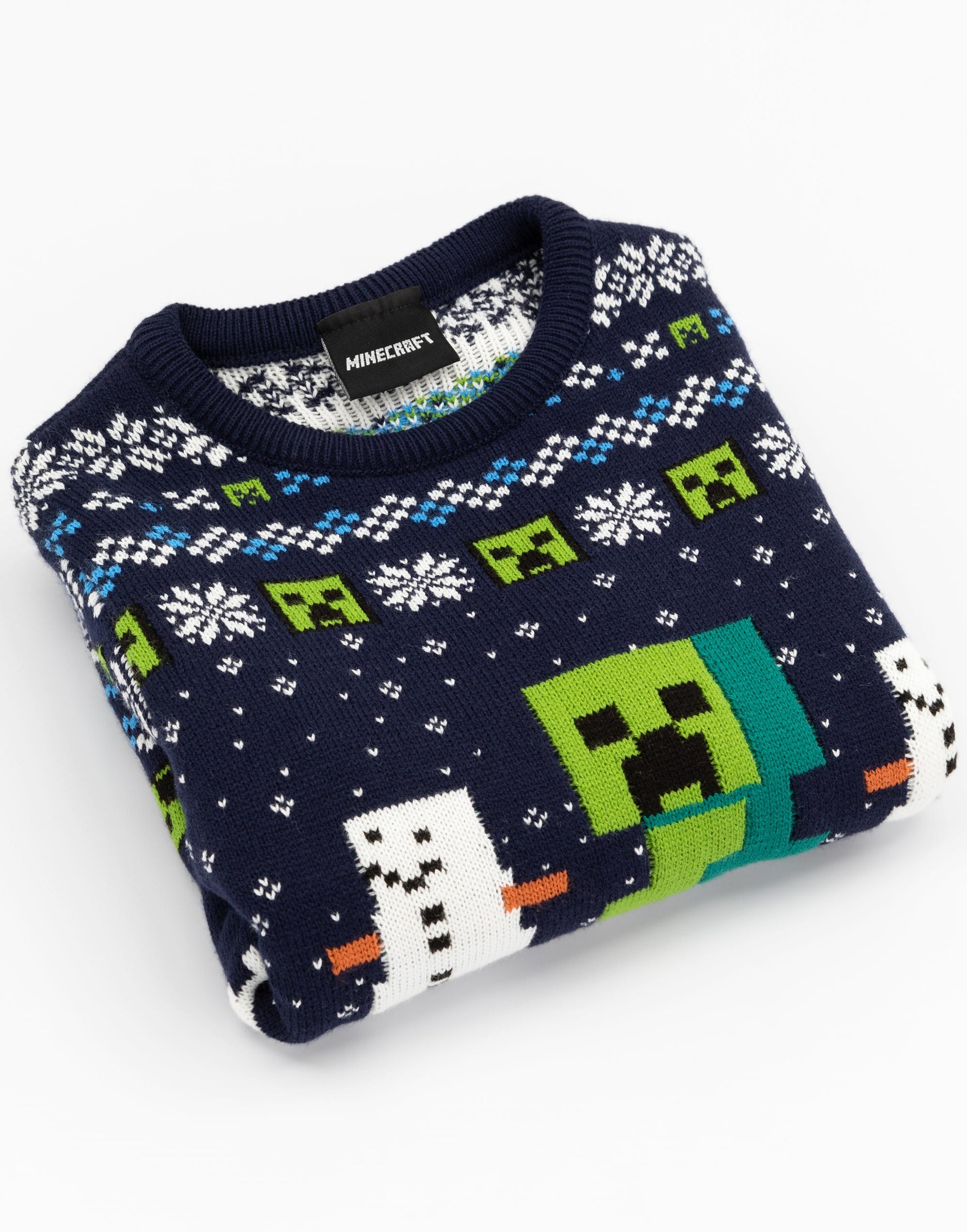 Minecraft Creeper Snow Day Knitted Long Sleeve Christmas Jumper ...