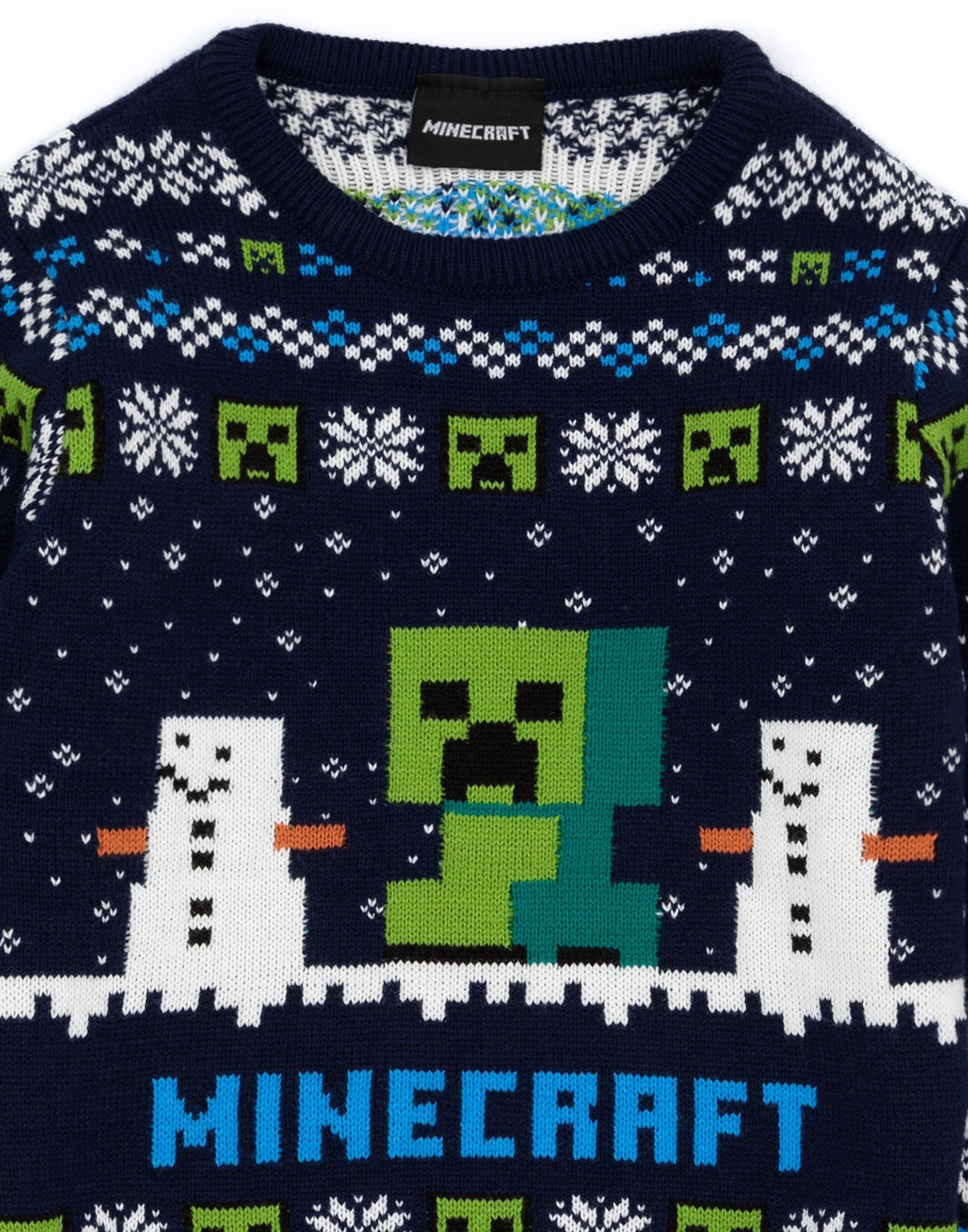 Minecraft Creeper Snow Day Knitted Long Sleeve Christmas Jumper ...
