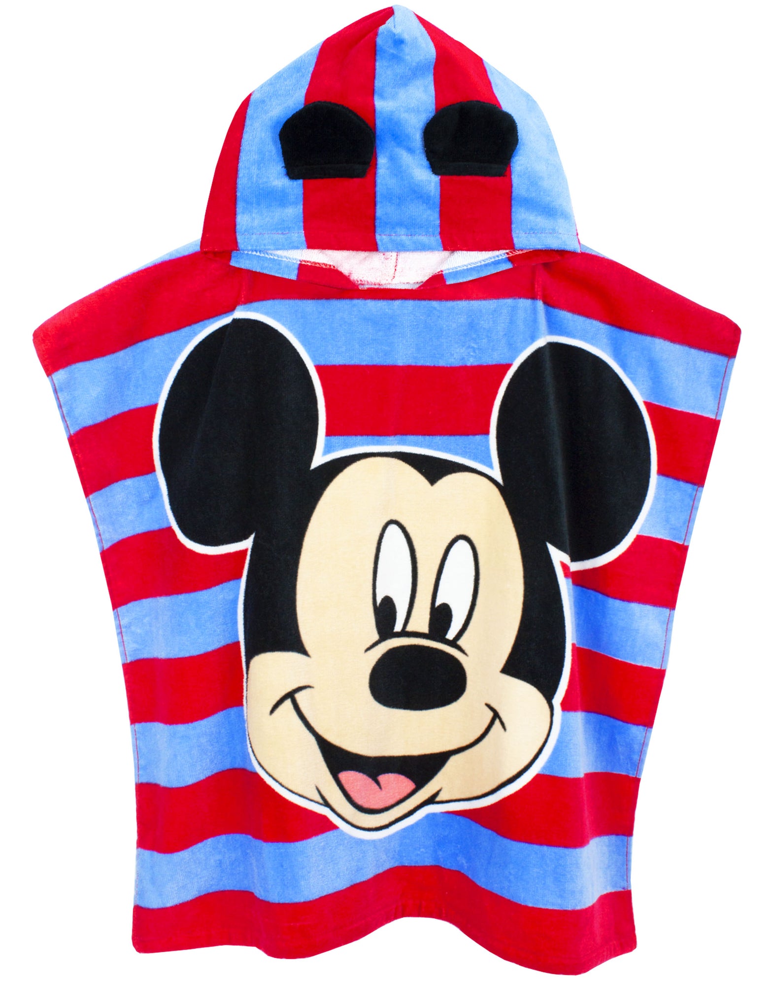 Disney Mickey Mouse Kid's Stripy Hooded Towel Poncho — Vanilla Underground