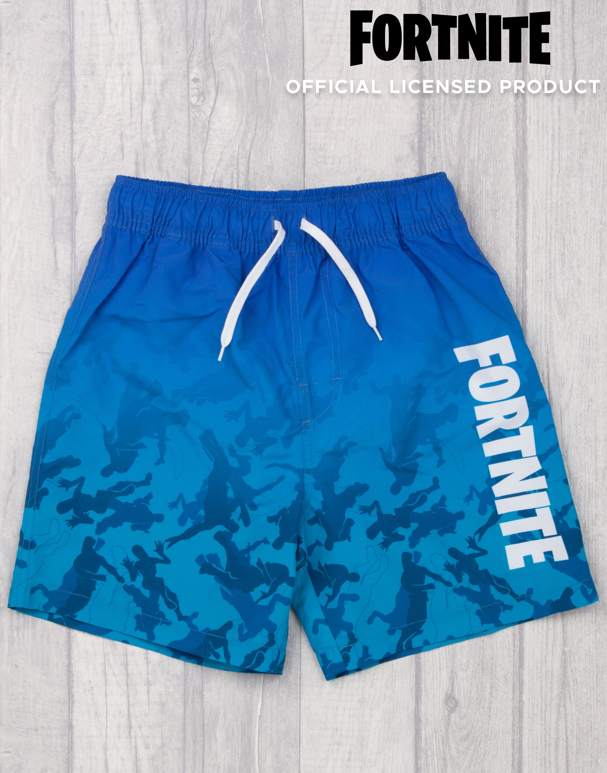 Fortnite Swim Shorts For Boys | Light Blue Gamer Swimming Trunks ...
